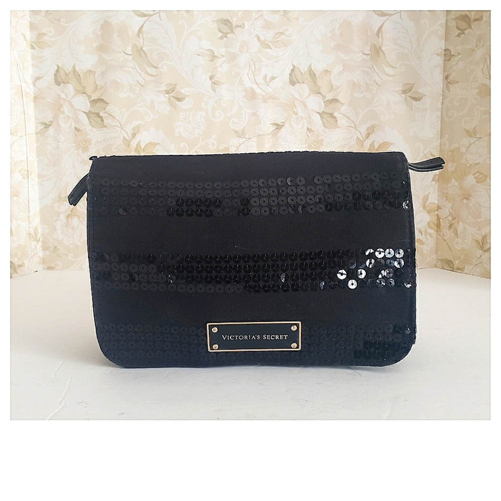Victoria's Secret Bling Sequin Black Folding Cosmetic… - Gem